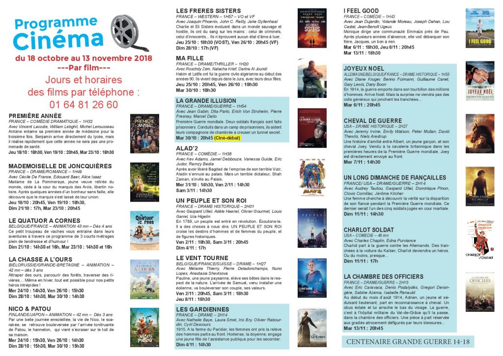 Programme du Cinéma du 18 octobre au 13 novembre 2018 - Les Amis des 26 ...